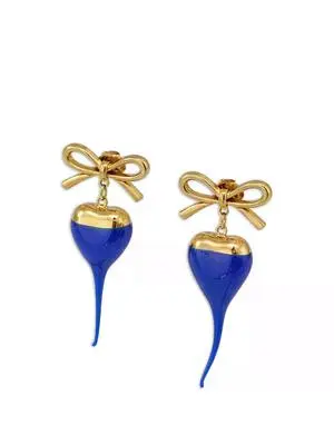 Ottolinger Bow Detail Heart Drop Earrings - Gold