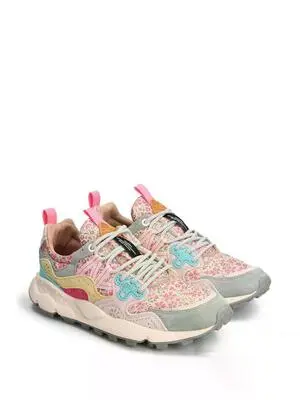 FLOWER MOUNTAIN Yamano 3 Floral Print Suede Sneakers - Pink