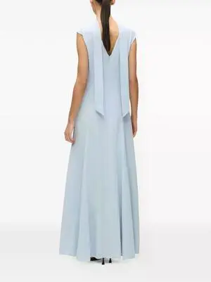 Karl Lagerfeld Ruffled V-neck Maxi Dress - Blue