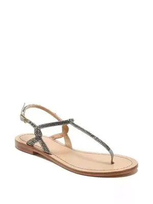 Malìparmi Embellished Beaded Leather Sandals - Silver