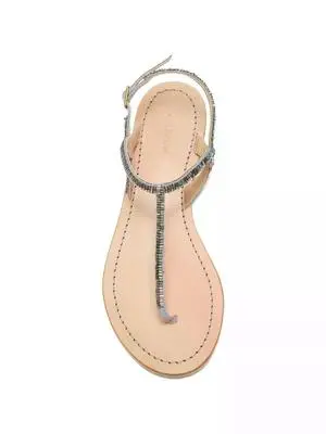 Malìparmi Embellished Beaded Leather Sandals - Silver