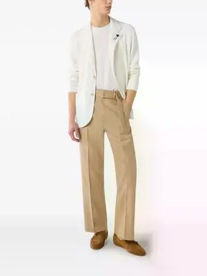 LARDINI Belted Flat-front Trousers In Beige