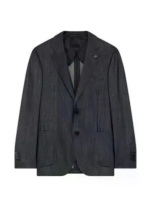 LARDINI Single-breasted Denim-effect Blazer - Grey
