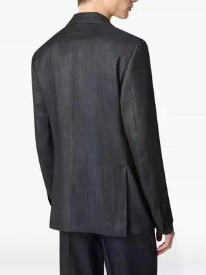 LARDINI Single-breasted Denim-effect Blazer - Grey