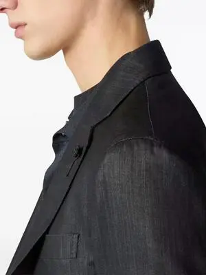 LARDINI Single-breasted Denim-effect Blazer - Grey