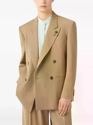 LARDINI Double-breasted Peak-lapel Blazer - Neutrals