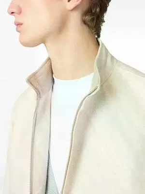 LARDINI Textured Linen Zip Jacket - Neutrals