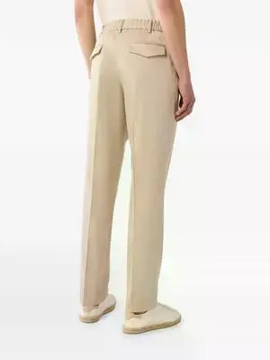 LARDINI Flat-front Elasticated-side Trousers - Neutrals