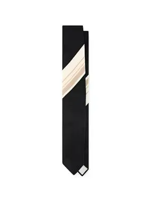 LARDINI Diagonal Stripe Silk Neck Tie - Black