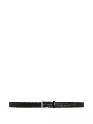 LARDINI Braided Leather Belt - Black