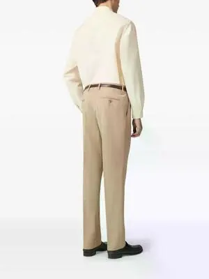 LARDINI Pleated Wool Trousers - Neutrals