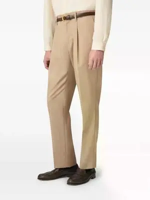 LARDINI Pleated Wool Trousers - Neutrals