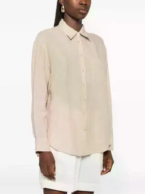 Gant Linen Shirt With Classic Collar And Chest Pocket - Neutrals