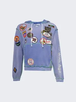BETTER WITH AGE Gentle Waffle Hoodie With Assorted Patches
