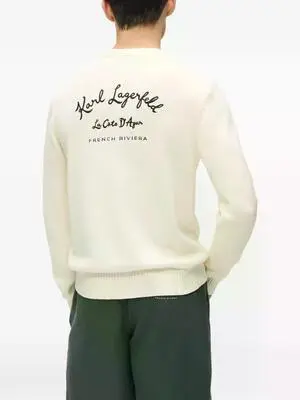 Karl Lagerfeld Côte D'azur Embroidered Crew Neck Sweater - Neutrals