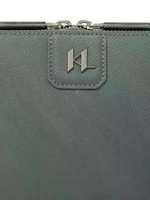 Karl Lagerfeld Monogram Leather Messenger Bag - Green