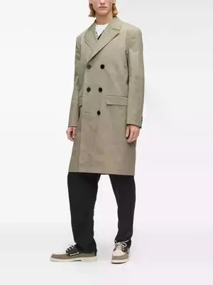 Karl Lagerfeld Double-breasted Laurel Oak Cotton Coat