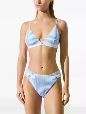 Karl Lagerfeld Striped Triangle Bikini Top - Blue