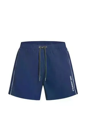 Karl Lagerfeld Logo Print Swim Shorts - Blue