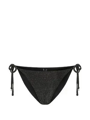 Karl Lagerfeld Signature Lurex Cheeky Bikini Bottoms - Black