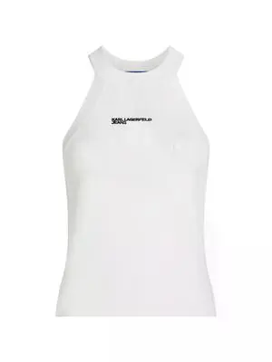 Karl Lagerfeld Round Neck Sleeveless Top - White
