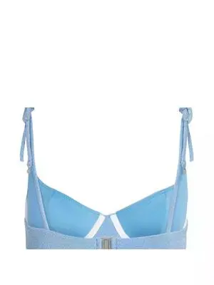 Karl Lagerfeld Signature Lurex Underwire Bikini Top - Blue