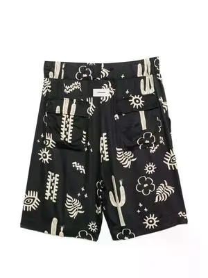 A PAPER KID Graphic Print Shorts - Black
