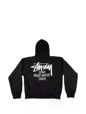 StÜssy Logo-print Full Zip Hoodie - Black