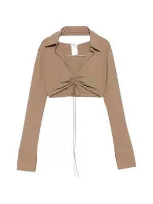 AMAZUIN Lynn Cropped Tie-fastening Top - Neutrals