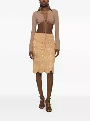 AMAZUIN Lynn Cropped Tie-fastening Top - Neutrals