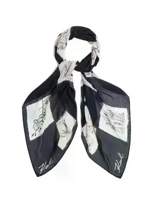 Karl Lagerfeld Sketch Checkerboard Scarf - Black