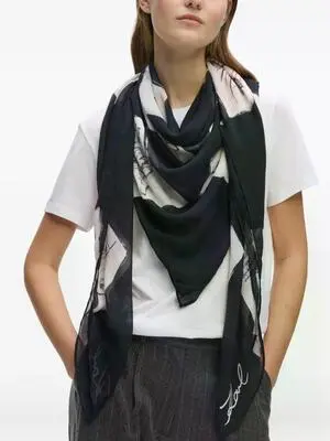 Karl Lagerfeld Sketch Checkerboard Scarf - Black