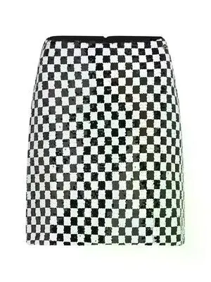 Karl Lagerfeld Checkerboard Sequin Mini Skirt - White