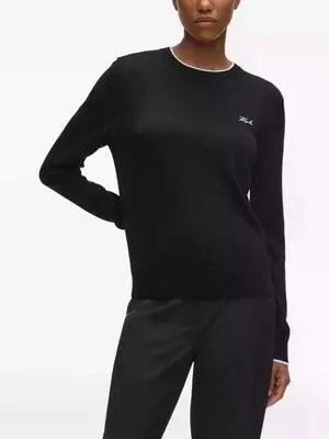 Karl Lagerfeld Merino Wool Sweater With Embroidered Logo