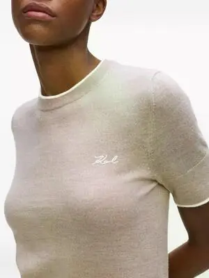 Karl Lagerfeld Logo-embroidered Merino Wool T-shirt