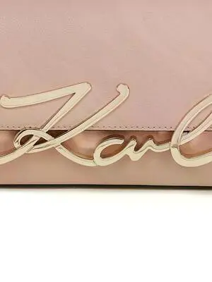 Karl Lagerfeld Small K/signature Chain Leather Shoulder Bag - Pink