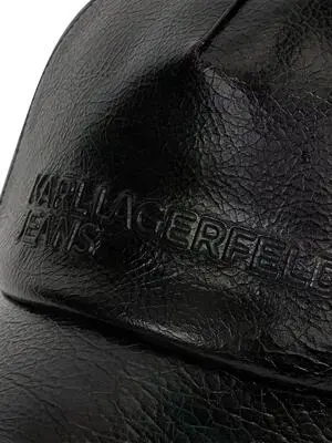 Karl Lagerfeld Logo-embossed Faux-leather Cap