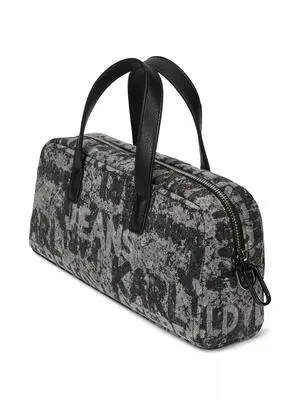 Karl Lagerfeld Logo Print Denim Bowling Bag