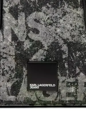 Karl Lagerfeld Logo Print Denim Bowling Bag