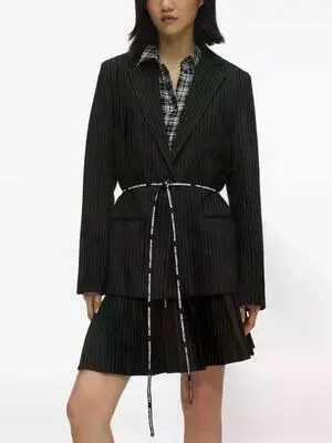 Karl Lagerfeld Pinstripe Belted Blazer