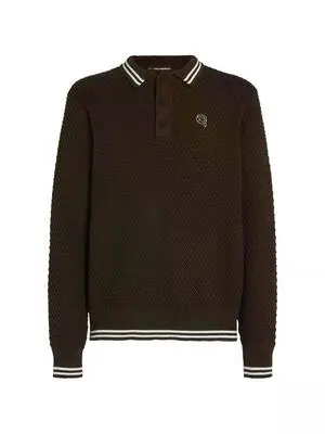 Karl Lagerfeld Ikon Waffle Knit Polo Sweater - Brown
