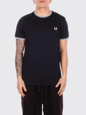 Fred Perry Cotton T-shirt With Logo - Blue 1