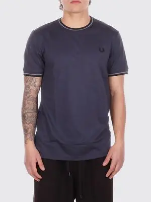 Fred Perry Cotton T-shirt With Logo - Blue