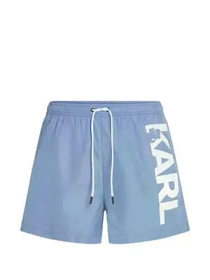 Karl Lagerfeld Logo Print Swim Shorts - Blue