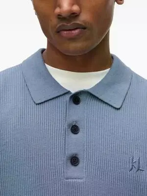 Karl Lagerfeld Ribbed-knit Polo Shirt
