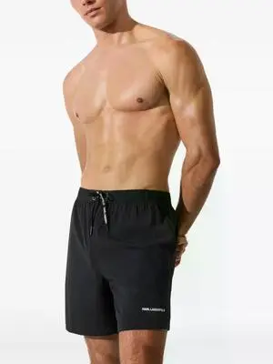 Karl Lagerfeld Logo Print Swim Shorts