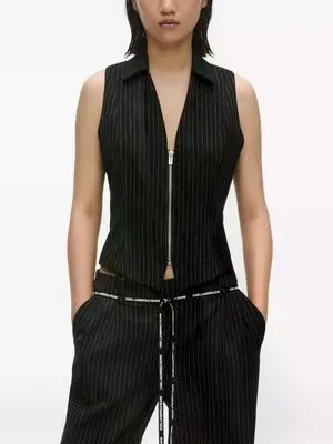 Karl Lagerfeld Pinstripe Zip-up Waistcoat - Black