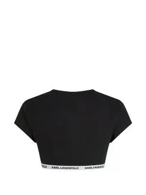 Karl Lagerfeld Essential Logo-tape Cropped Cotton Top