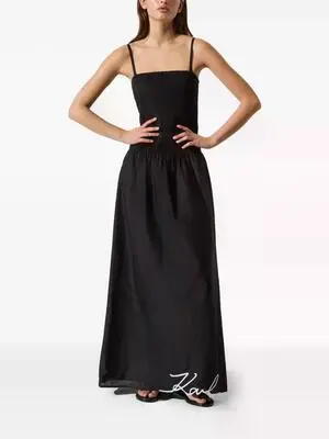 Karl Lagerfeld Maxi Shirred Beach Dress - Black
