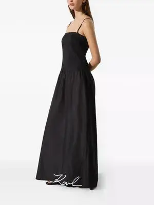 Karl Lagerfeld Maxi Shirred Beach Dress - Black